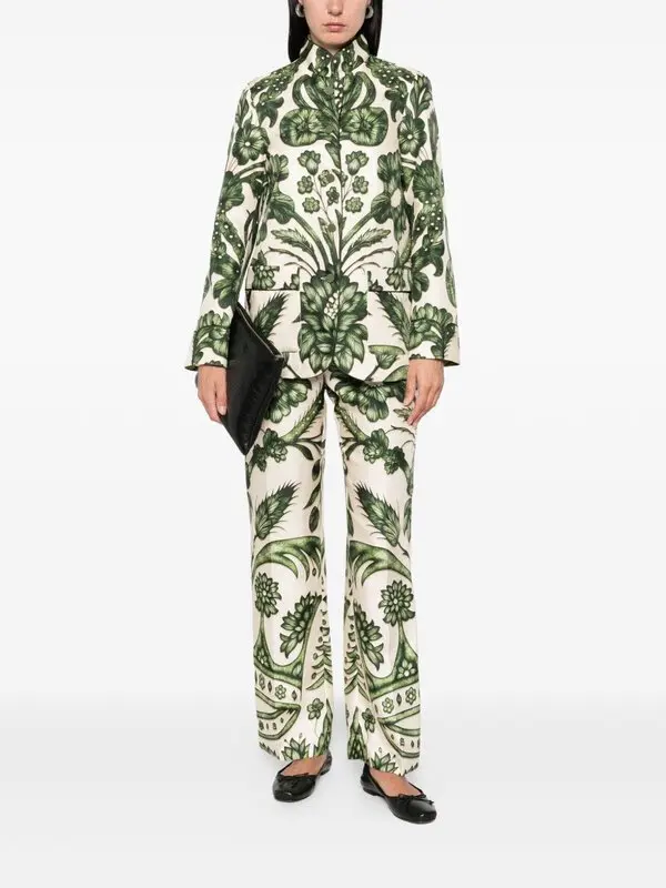 F.R.S FOR RESTLESS SLEEPERS Printed Silk Trousers - Green