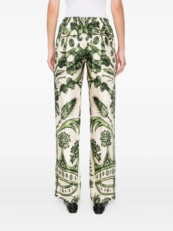F.R.S FOR RESTLESS SLEEPERS Printed Silk Trousers - Green