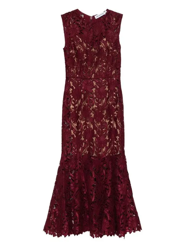 SELF-PORTRAIT Lace Long Dress - Red