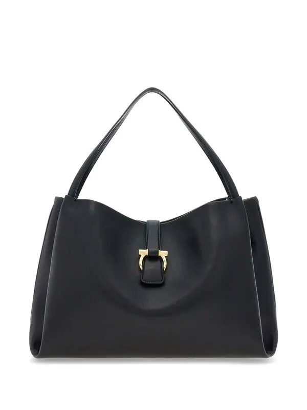 FERRAGAMO Large Leather Shoulder Bag With Gancini Buckle