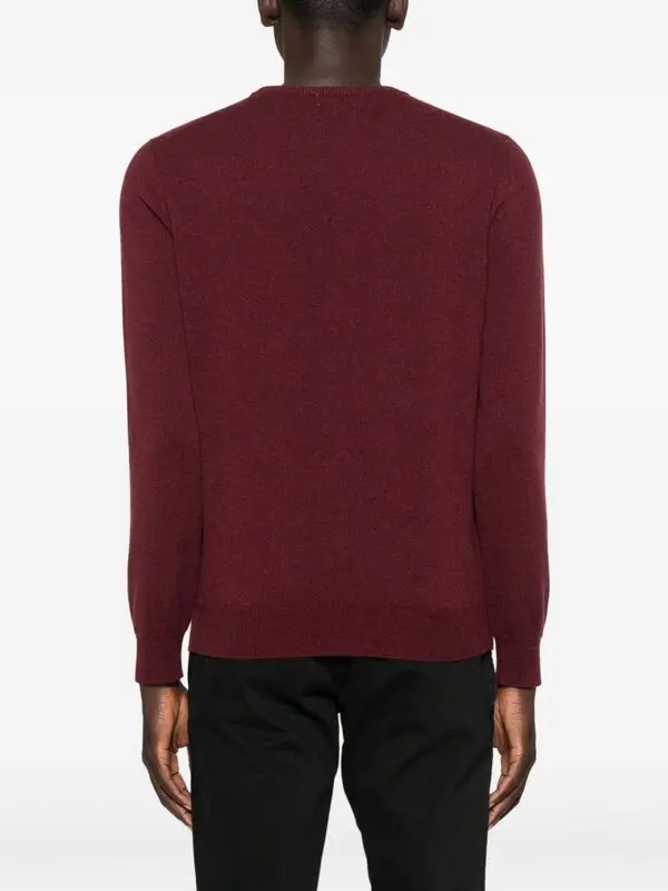 Malo Round Neck Fine Knit Wool Sweater - Red