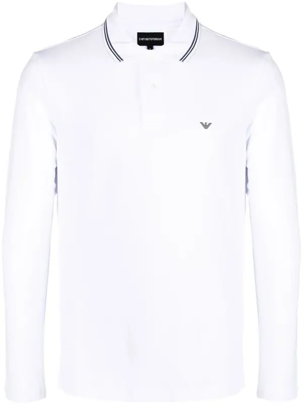 Emporio Armani Logo Cotton Polo Shirt - White