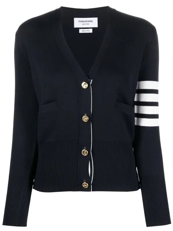 Thom Browne 4-bar Wool Cardigan - Blue