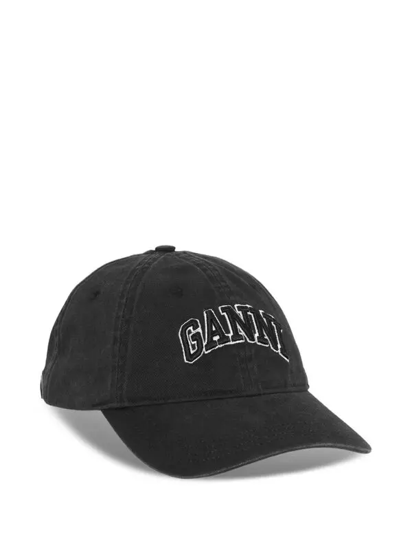 GANNI Logo Canvas Baseball Cap - Black