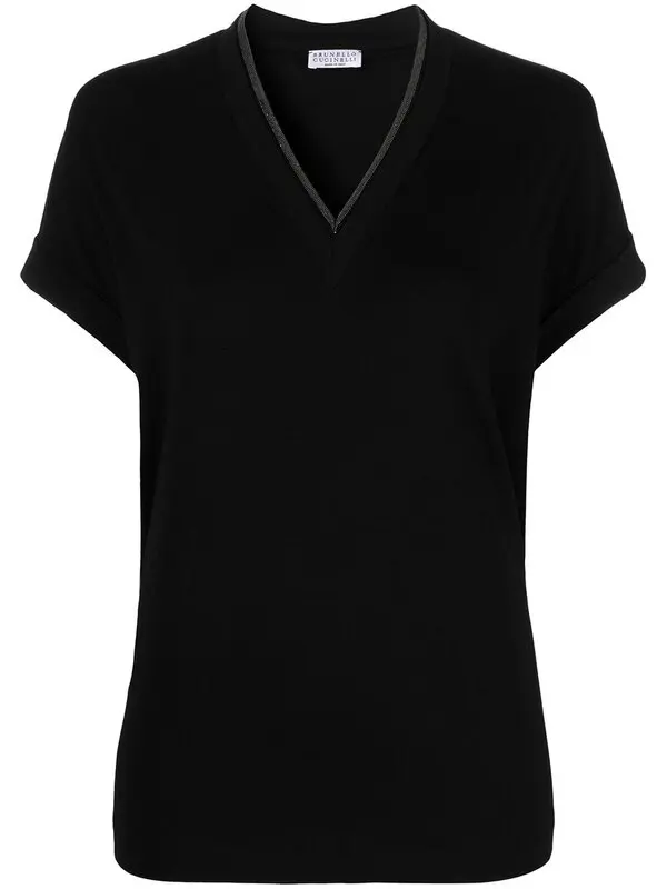 Brunello Cucinelli Cotton V-neck T-shirt - Black