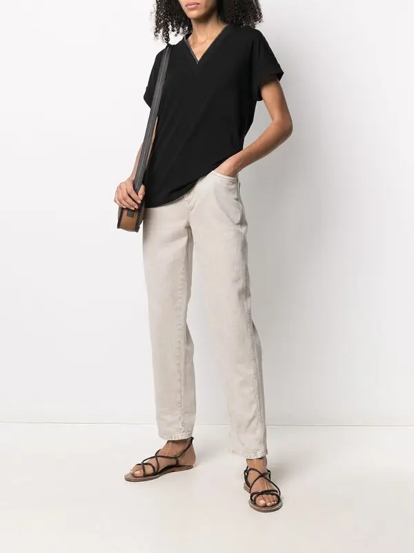 Brunello Cucinelli Cotton V-neck T-shirt - Black