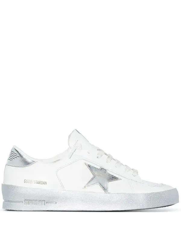 GOLDEN GOOSE Stardan Leather Sneakers - Silver