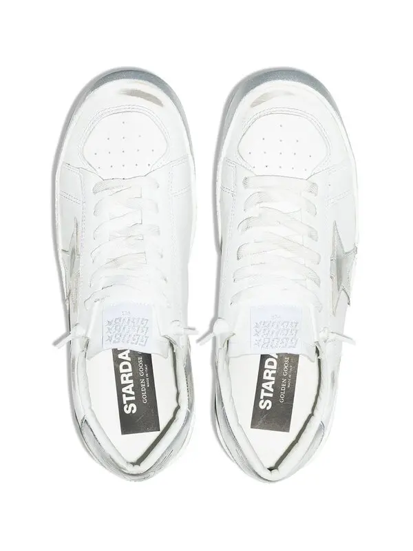 GOLDEN GOOSE Stardan Leather Sneakers - Silver