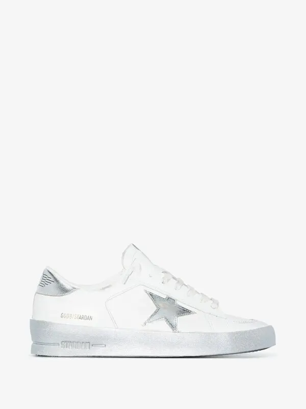 GOLDEN GOOSE Stardan Leather Sneakers - Silver