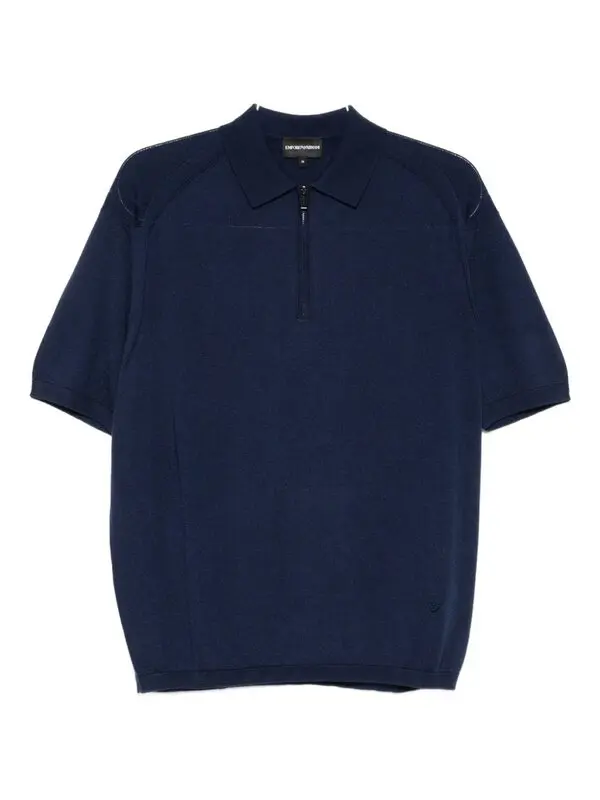 Emporio Armani Wool Blend Polo Shirt - Blue
