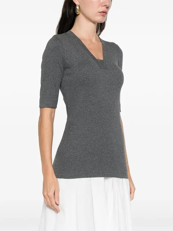 Brunello Cucinelli Cotton V-necked Sweater - Grey