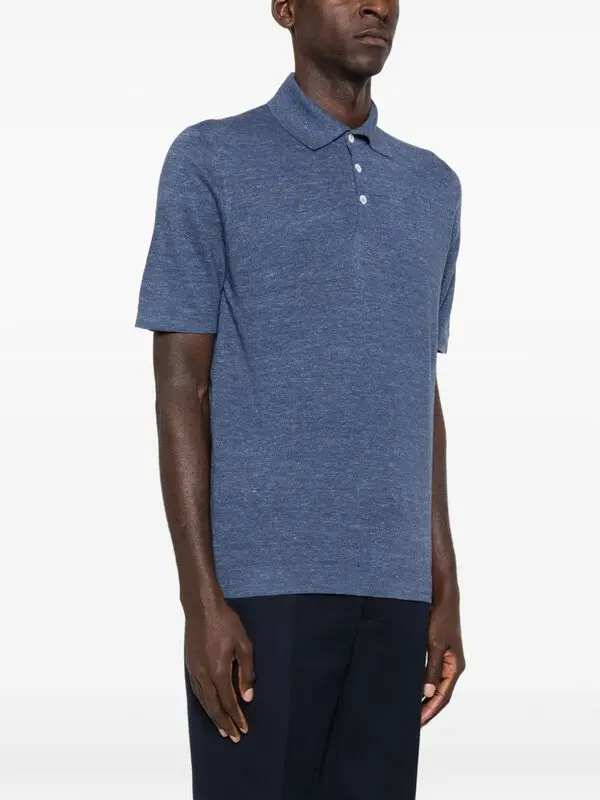 Brunello Cucinelli Linen And Cotton Blend Polo Shirt - Sky Blue