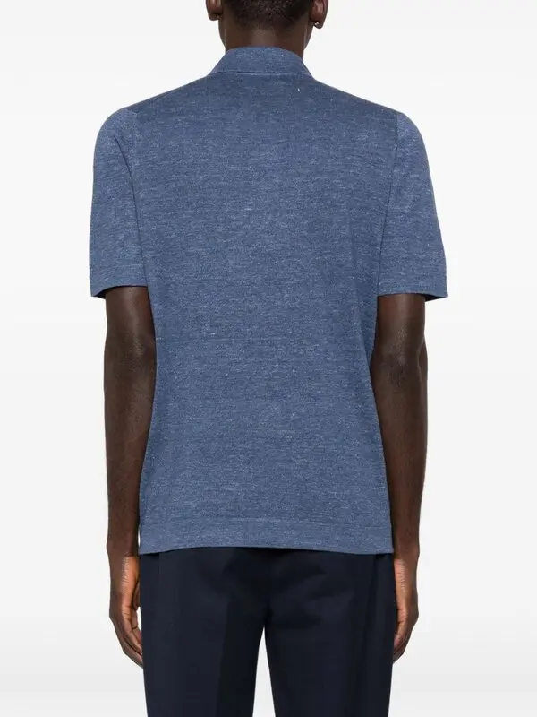 Brunello Cucinelli Linen And Cotton Blend Polo Shirt - Sky Blue