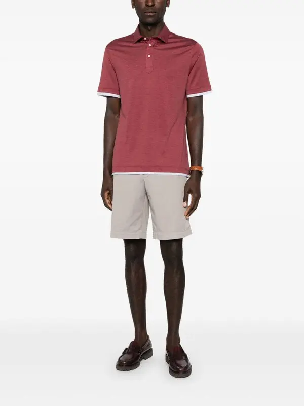 Brunello Cucinelli Silk And Cotton Polo Shirt - Red