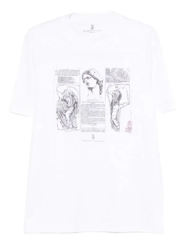 Brunello Cucinelli Printed Cotton T-shirt - White