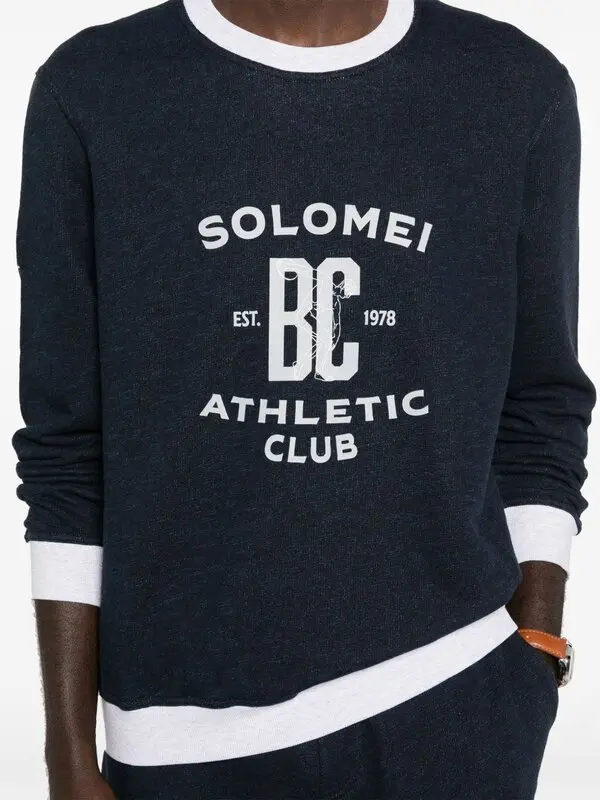 Brunello Cucinelli Cotton Logo Sweatshirt - Blue
