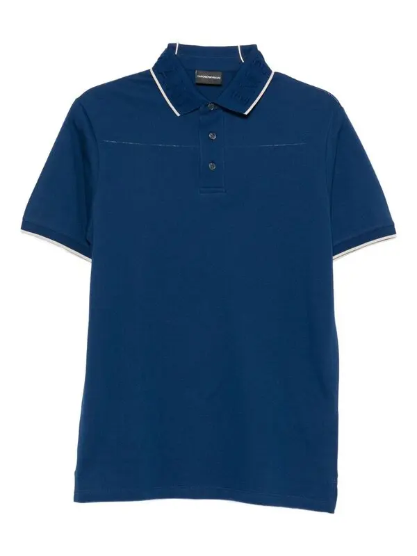 Emporio Armani Logo Cotton Polo Shirt - Blue