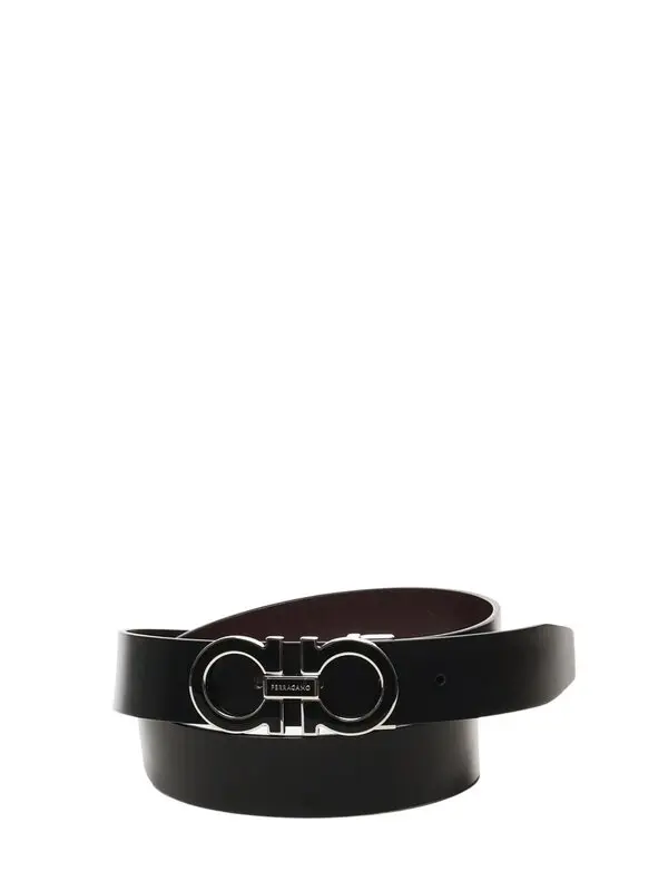 FERRAGAMO Reversible Gancini Belt - Black