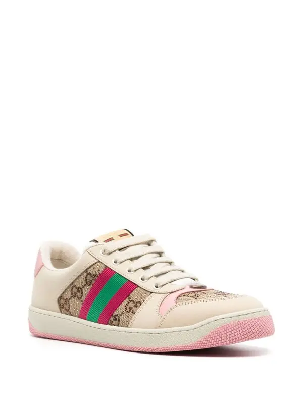 Gucci Screener Leather Sneakers - Pink