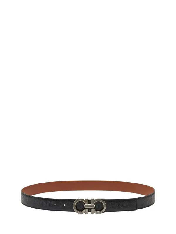 FERRAGAMO Reversible Gancini Belt - Black