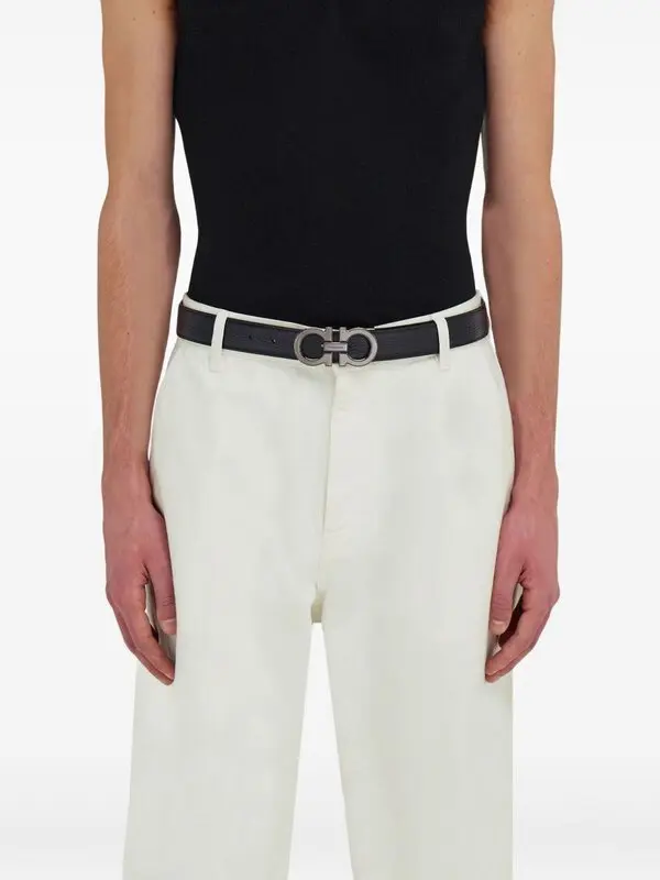 FERRAGAMO Reversible Gancini Belt - Black