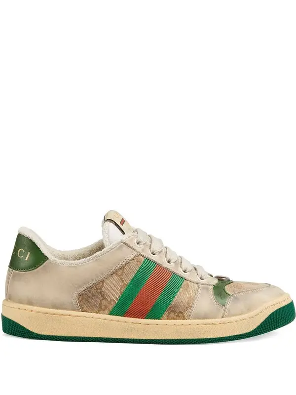 Gucci Screener Leather Sneakers - Beige