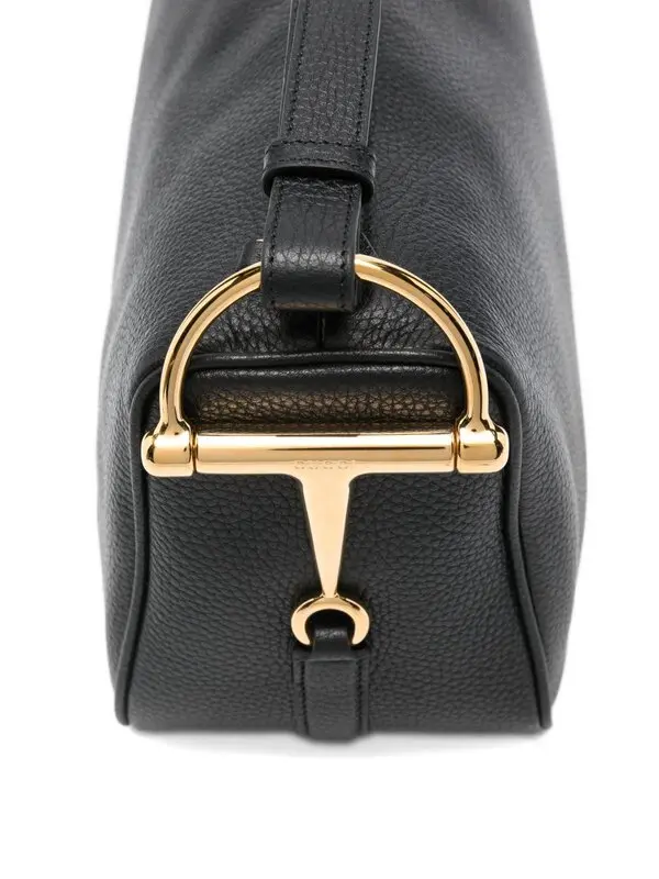 Gucci Half Horsebit Medium Leather Shoulder Bag - Black
