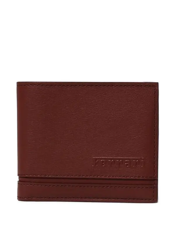 FERRARI Leather Wallet With Logo - Brown
