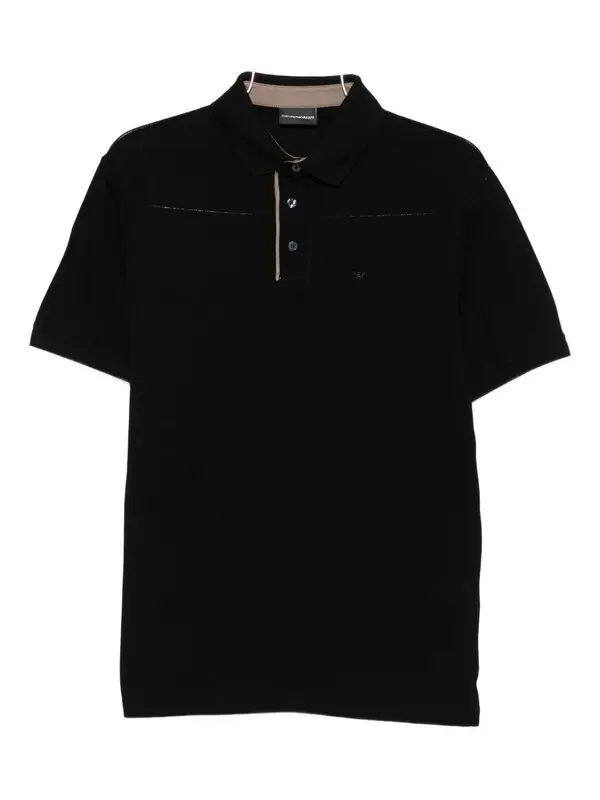Emporio Armani Logo Cotton Polo Shirt - Black