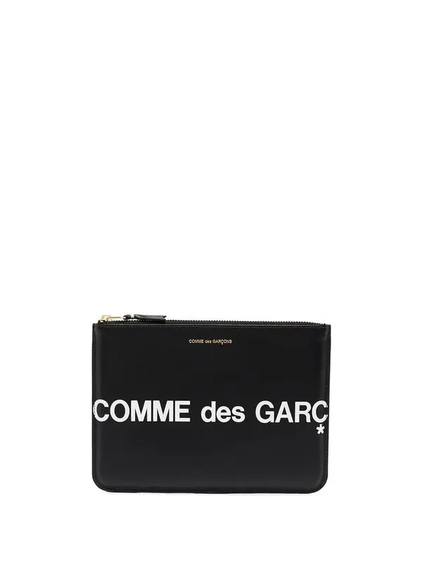 Comme Des Garçons Logo Leather Pouch - Black