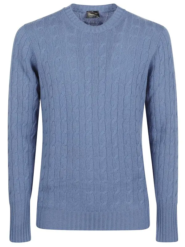 DRUMOHR Roundneck Braided Wool Sweater - Blue