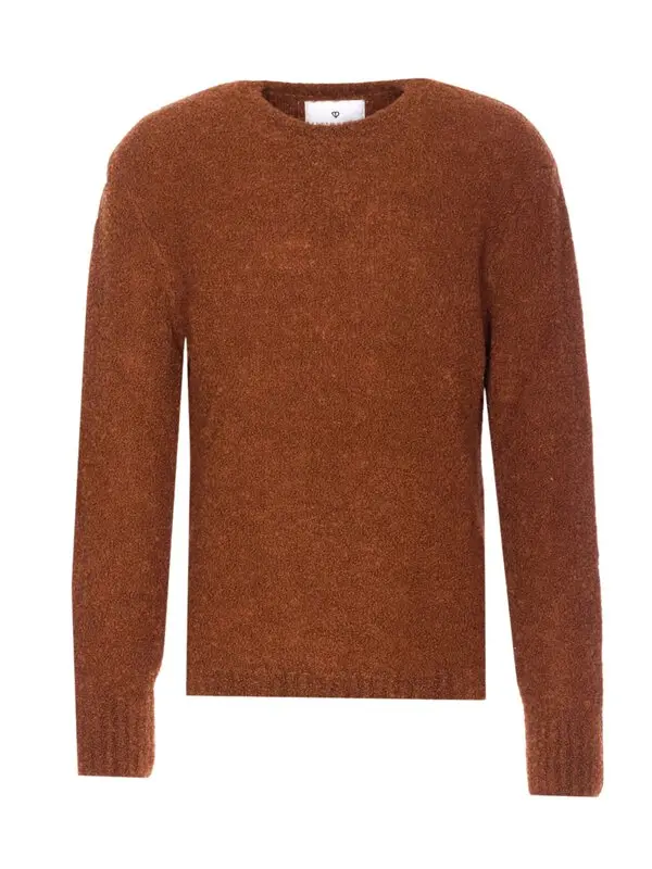 SEVEN GAUGE Bouclet Crewneck Sweater - Brown