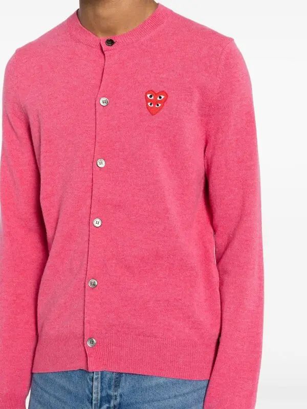 Comme Des Garçons Wool Cardigan With Heart - Pink