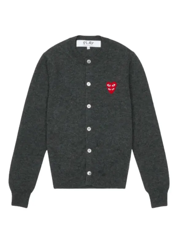Comme Des Garçons Wool Cardigan With Heart - Grey