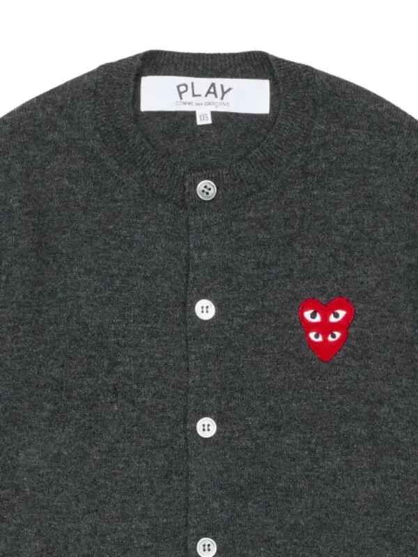 Comme Des Garçons Wool Cardigan With Heart - Grey