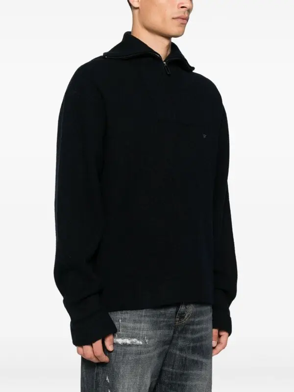 Emporio Armani Wool Turtle-neck Jumper - Blue