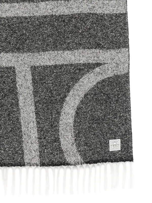 TOTEME Monogram Wool Scarf - Black