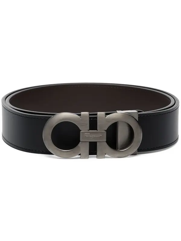 FERRAGAMO Gancini Leather Belt - Black
