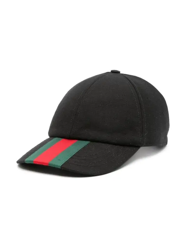 Gucci Baseball Cap With Web Ribbon - Black