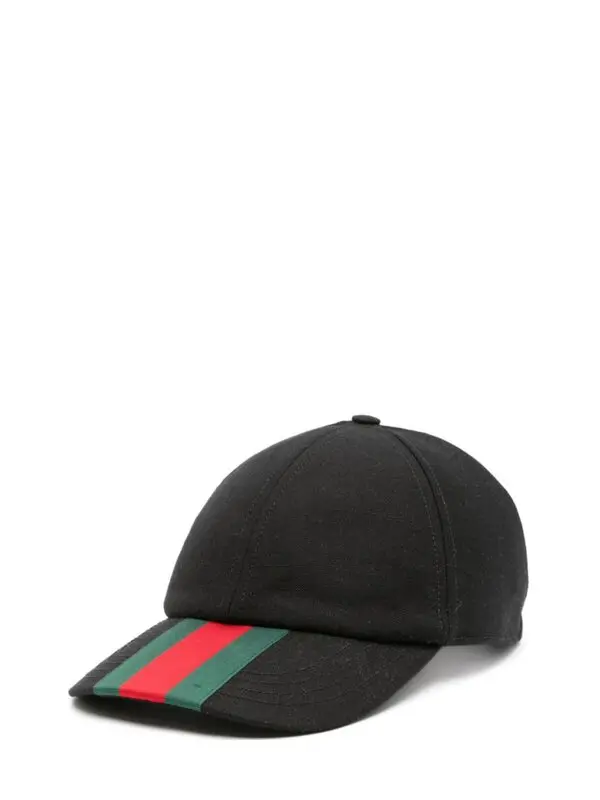 Gucci Baseball Cap With Web Ribbon - Black