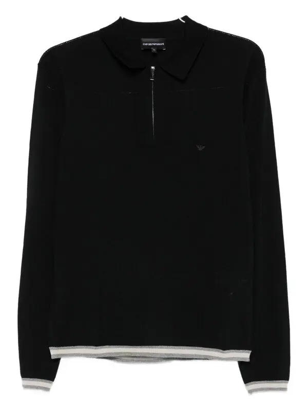 Emporio Armani Wool Polo Shirt - Black