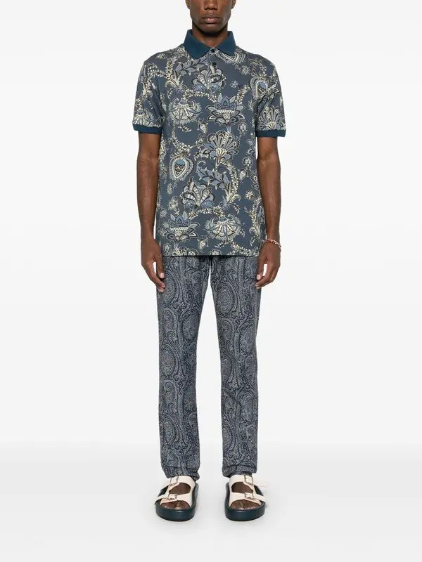 Etro Polo With Print - Blue