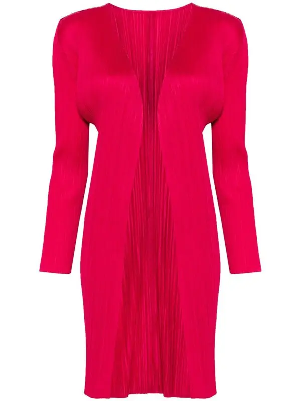 Issey Miyake Pleated Midi Cardigan - Red