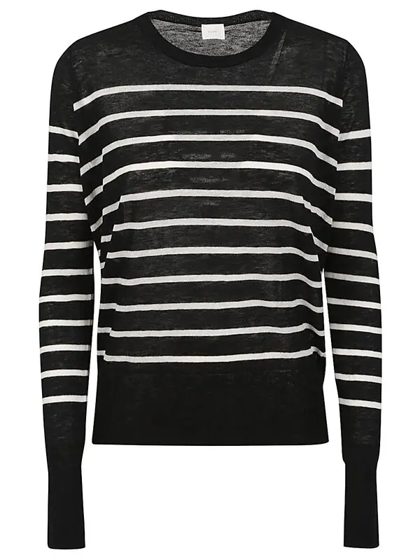CT PLAGE Wool Striped Sweater - Black