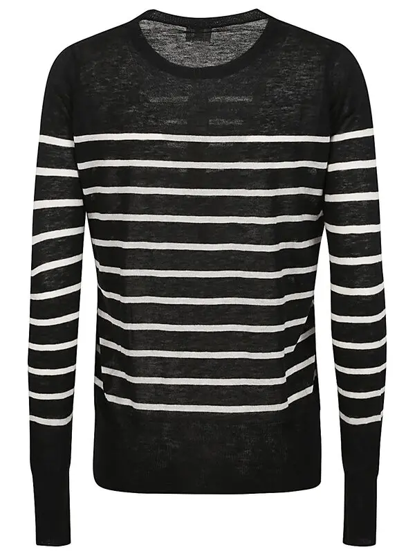 CT PLAGE Wool Striped Sweater - Black