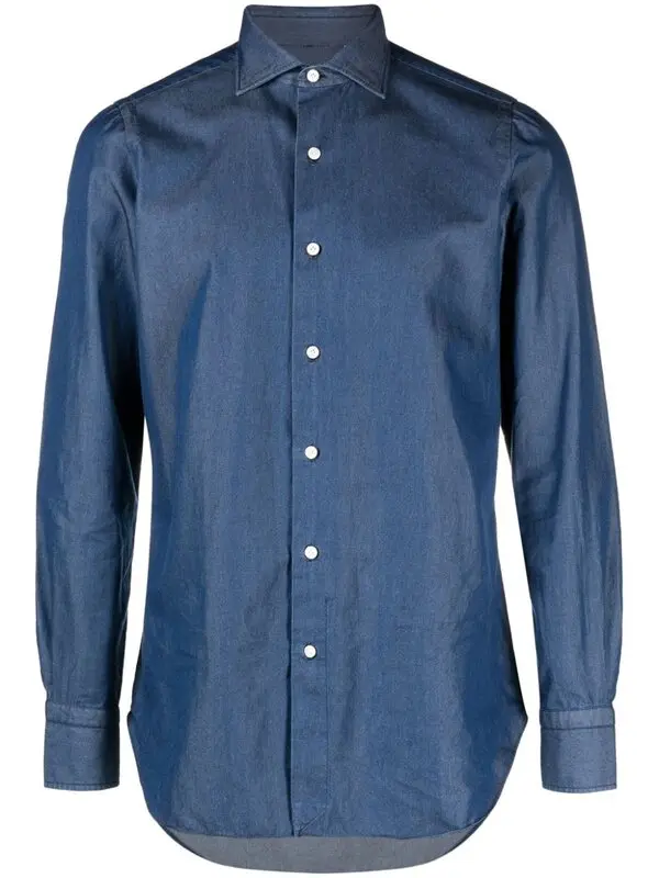 FINAMORE 1925 Napoli Cotton Shirt - Blue