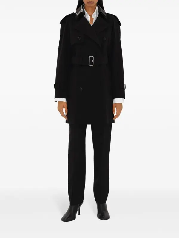 Burberry Cotton Gabardine Trench Coat - Black