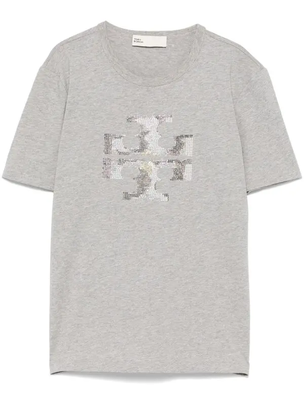 Tory Burch Logo Cotton T-shirt - Grey