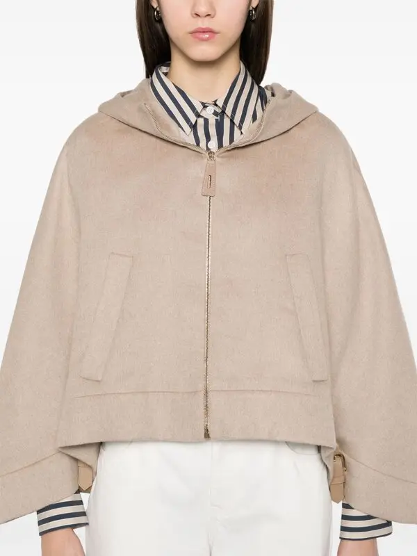 Max Mara Wool Hooded Cape - Beige