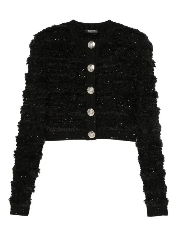 Balmain Tweed Cardigan - Black